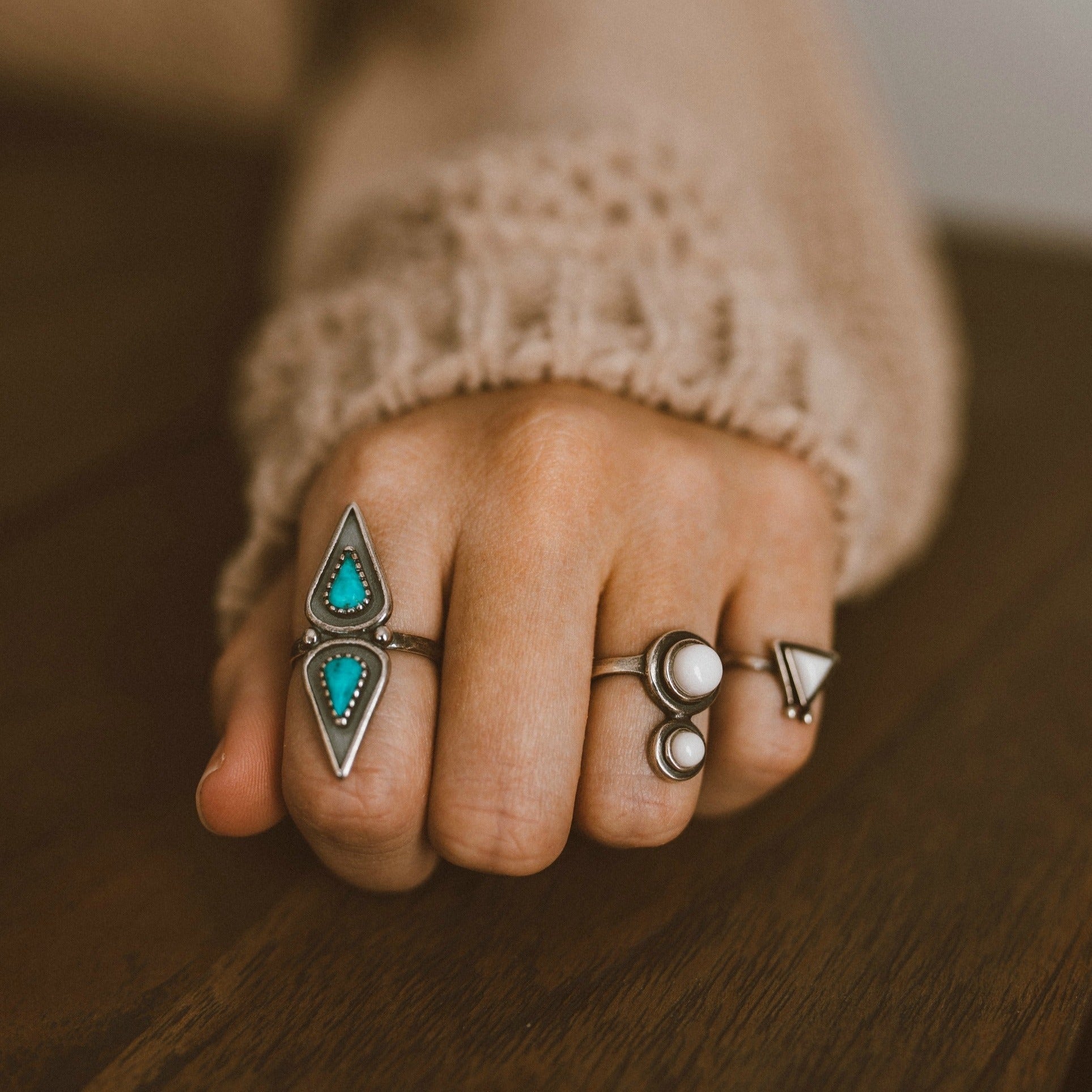 Arc White Agate Ring – SOWELL JEWELRY